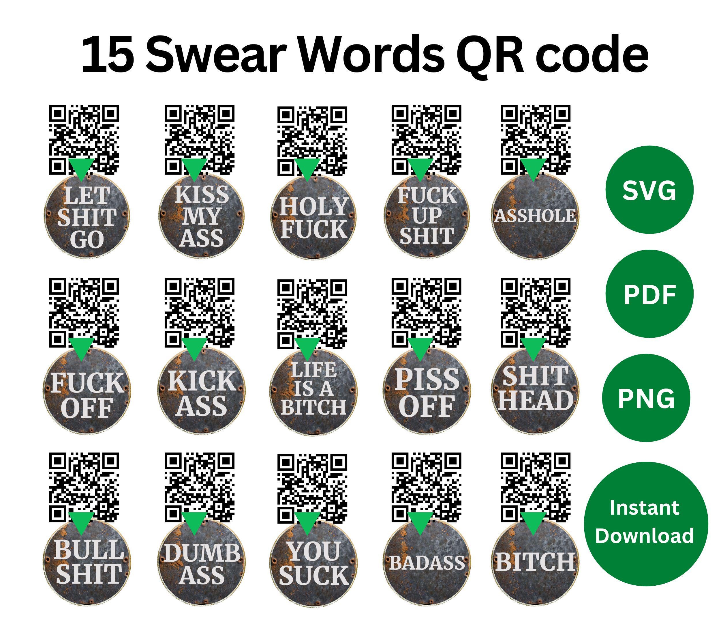 Funny Swear Words QR Code Bundle: Slogans, Sayings (instant Download ...
