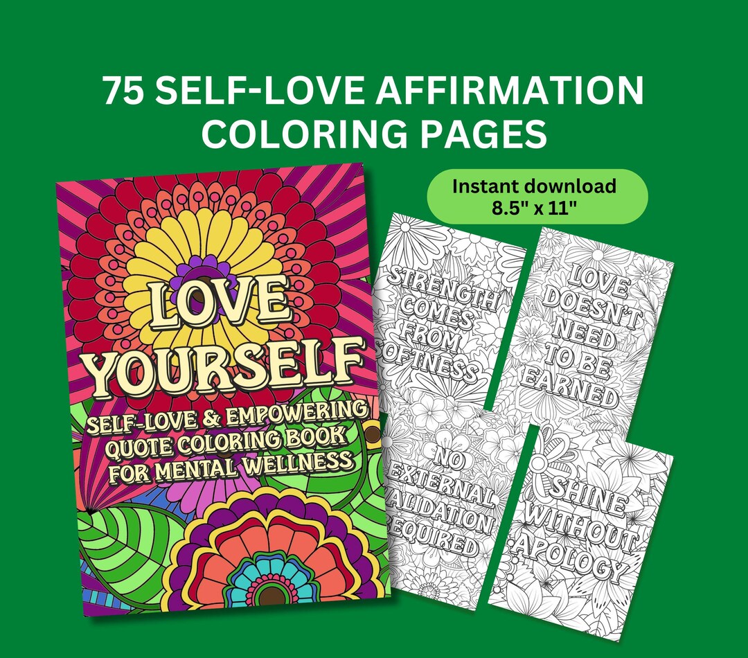 Selflove Affirmation Coloring Pages 75 Unique Designs With ...