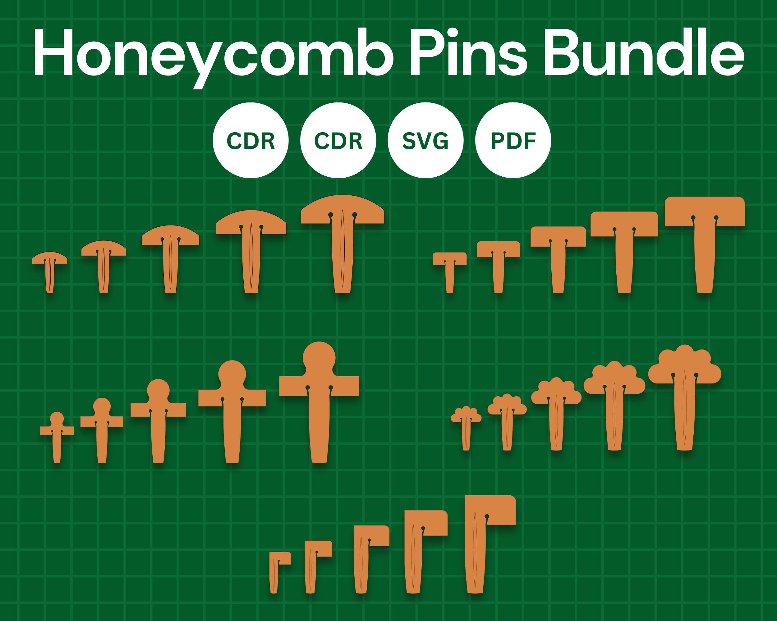 Glowforge Honeycomb Bed Pins SVG Bundle: Laser Cut Files (digital ...