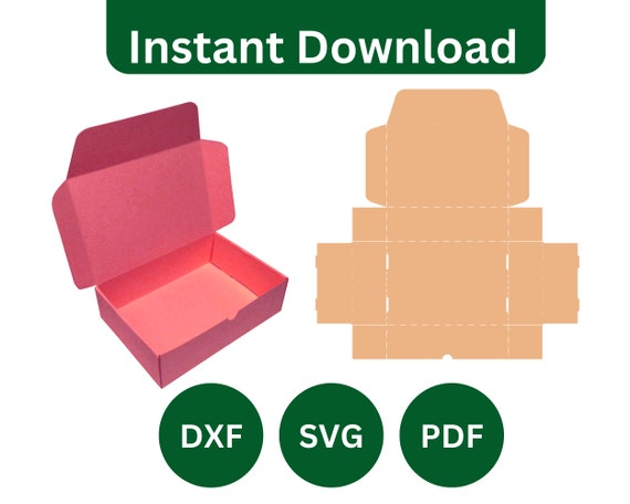 Rectangular Folded Box Templates Rectangle Box Template Etsy