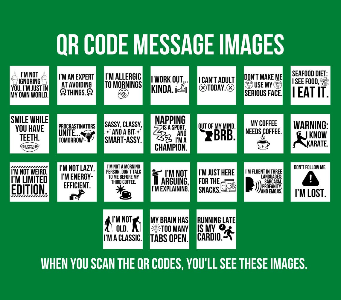 Funny Sarcasm QR Code Bundle, 24 Designs (png, Svg, Pdf) - Etsy