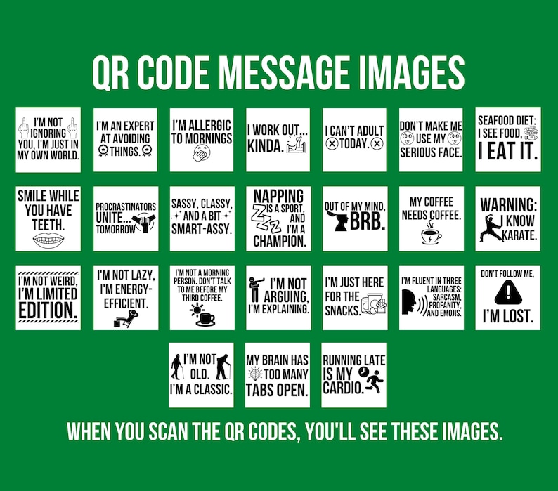 Funny Sarcasm QR Code Bundle, 24 Designs (png, Svg, Pdf) - Etsy