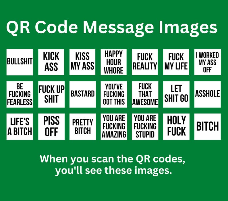 Funny Swear Words QR Code Set (digital Download) - Etsy