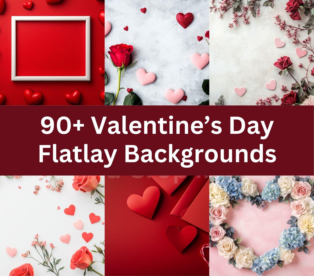 90+ Valentine's Day Flatlay Background Mockup Bundle | Add Your Own ...