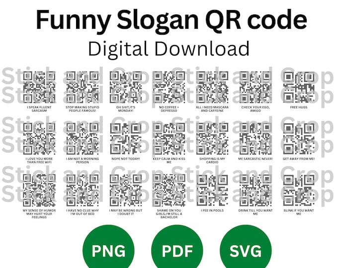 Funny Slogans SVG | T-shirt Slogans QR Code | QR Code Eps Vector | Set ...