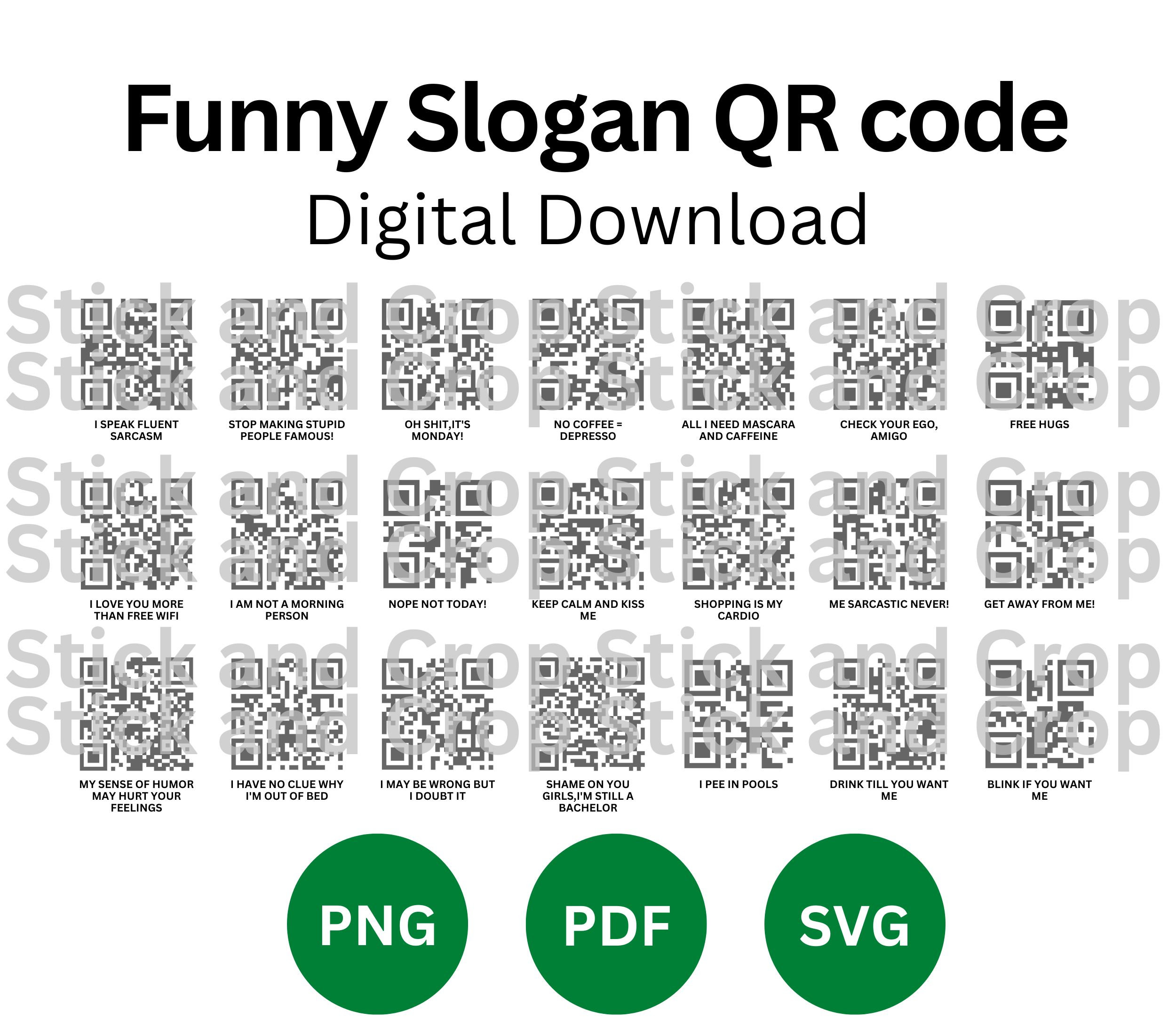 21 Funny Slogans Qr Code SVG T-shirt Slogans QR Code QR Code Eps Vector ...