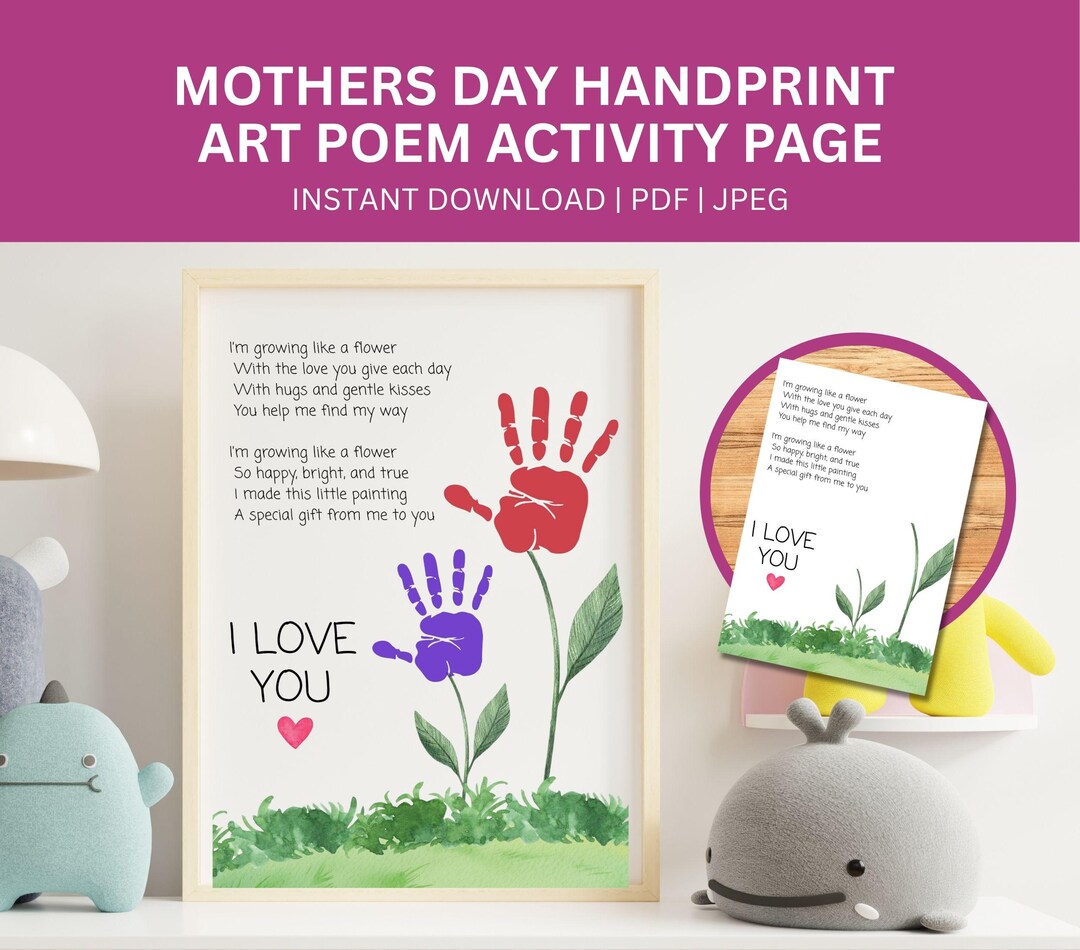 Mother's Day Handprint Flower Bouquet Poem Craft (instant Download) - Etsy