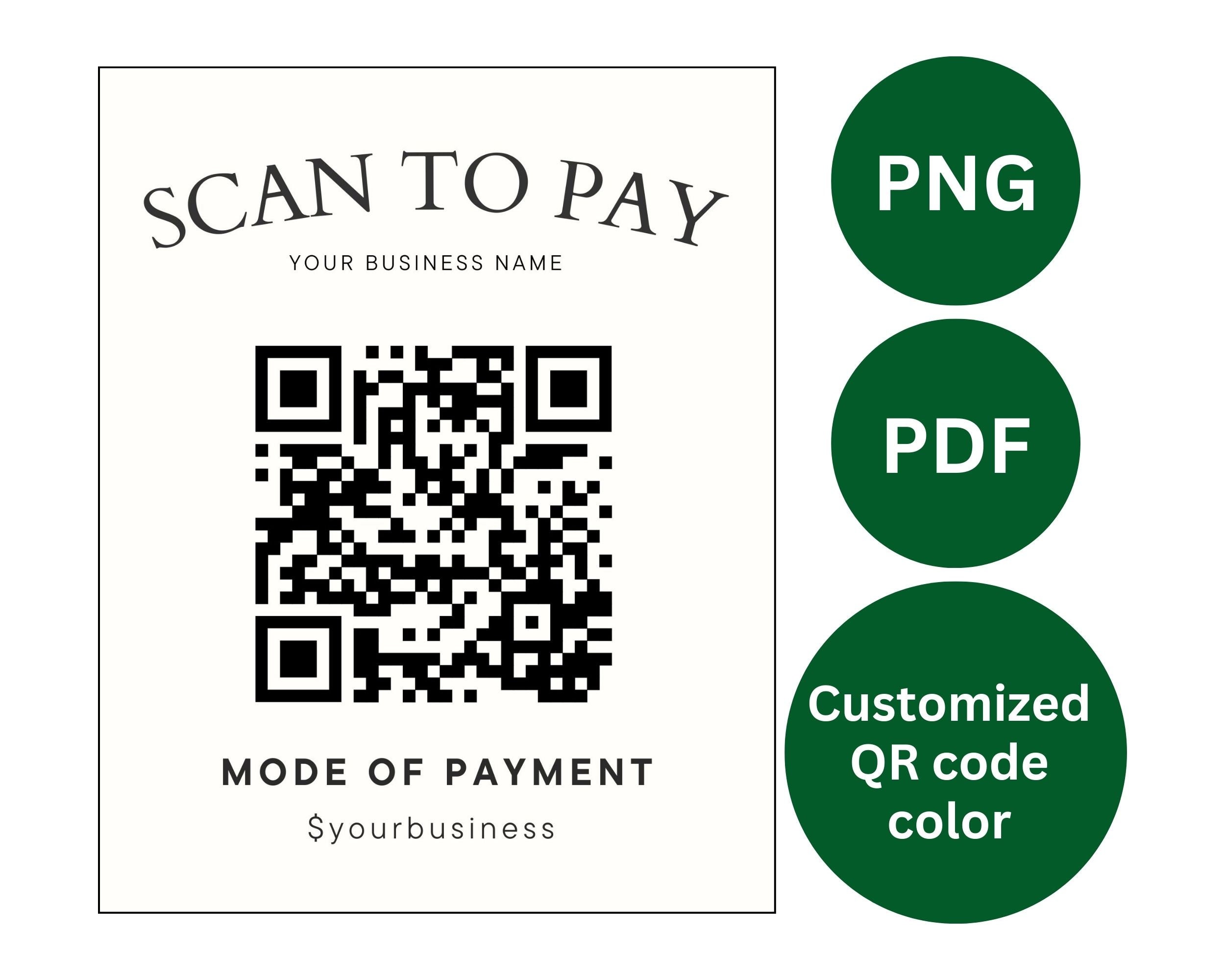 Customized Scan to Pay QR Code Sign, Custom Business Sign, Scan to Pay ...