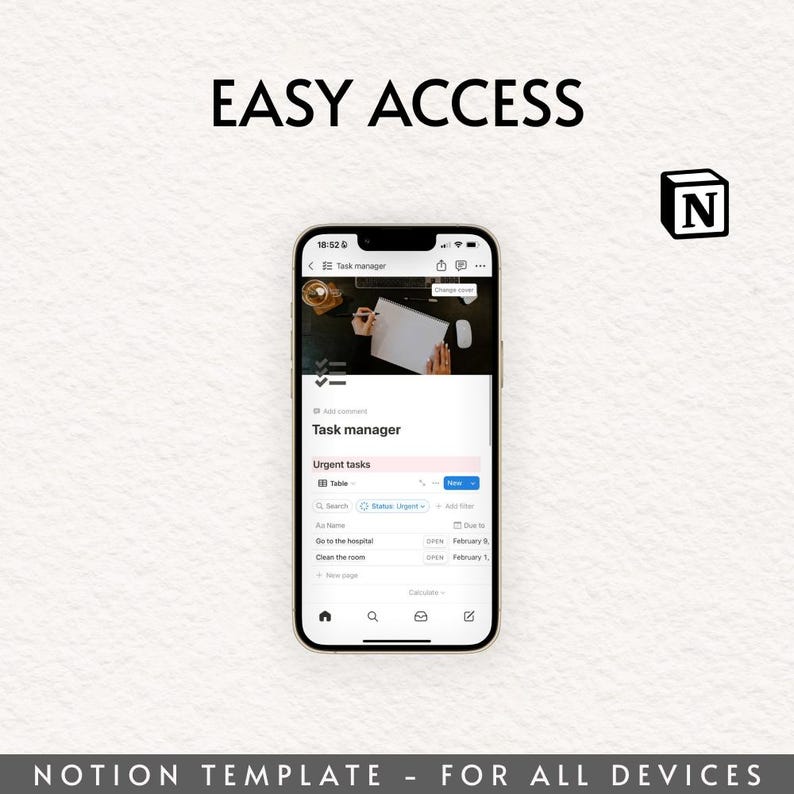 Notion Task Manager Template: Productivity Planner (digital Download ...