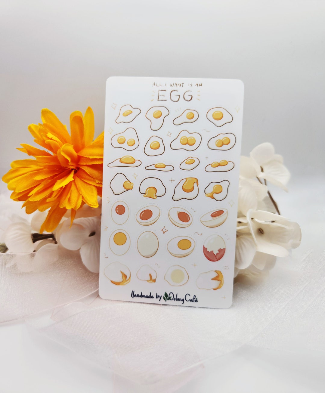 Fried Egg Sticker Sheet Cute Novel Kiss Cut Vinyl Sticker - Etsy