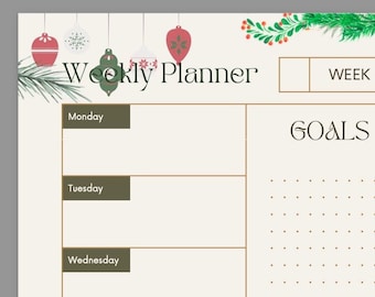 PDF Weekly Planner, Printable and Digital Christmas Weekly Planner - Etsy
