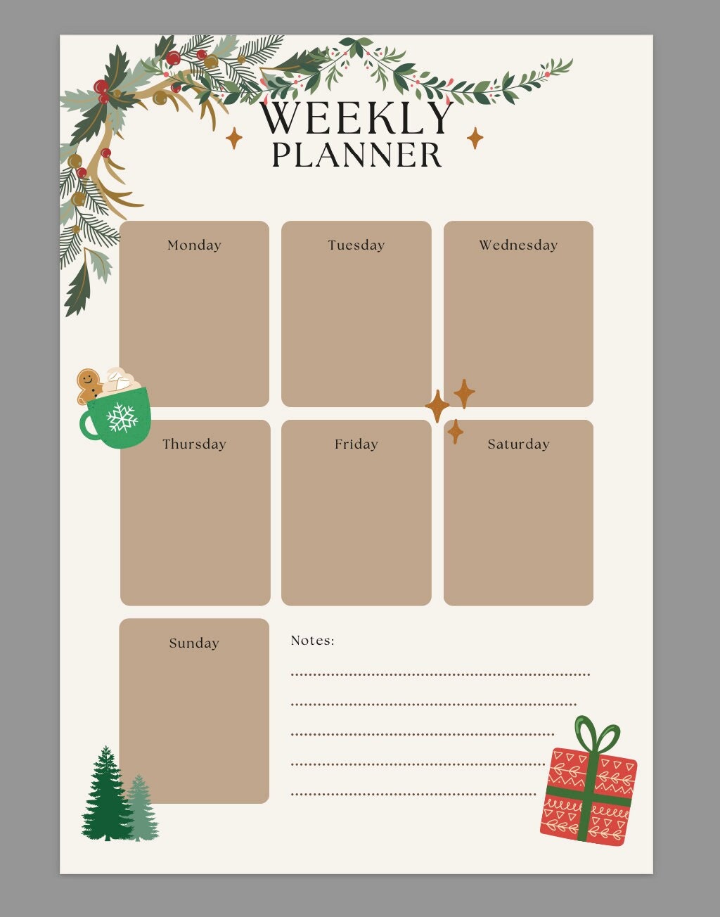 Christmas Weekly Planner PDF - Etsy