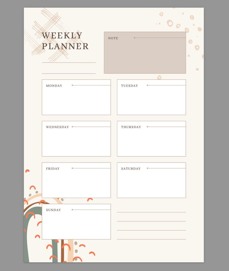 Weekly Planner Neutral Fun PDF - Etsy