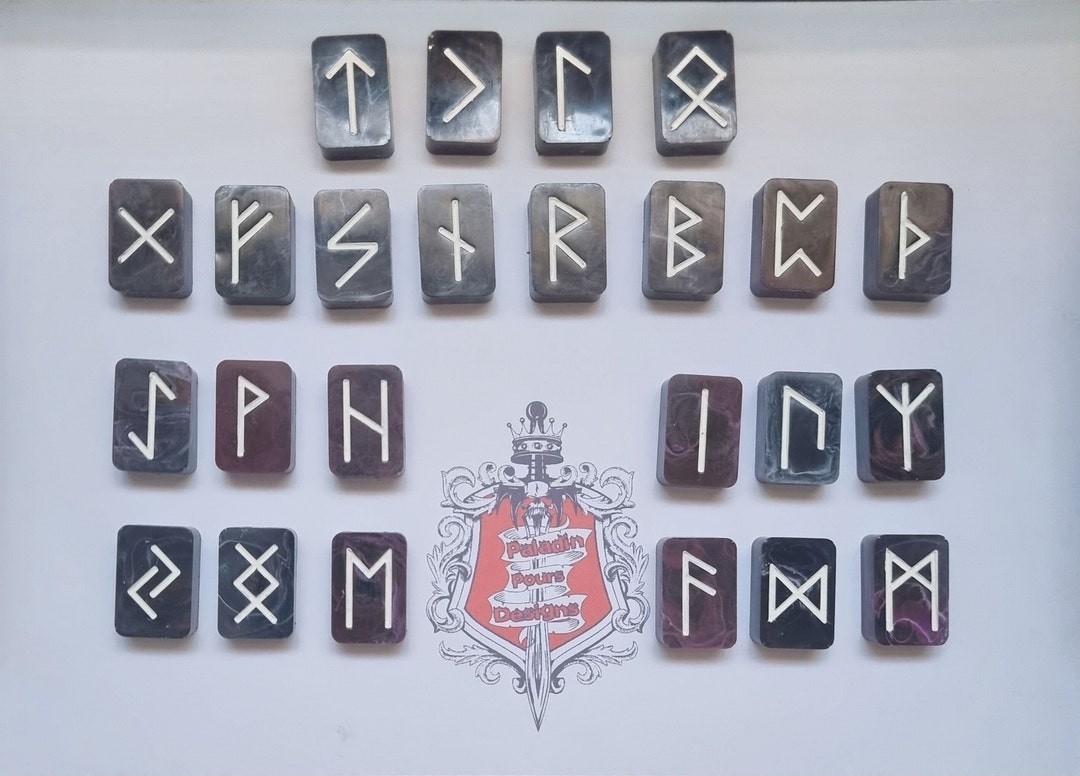 Full Set of Runes - Black and Purple Smoky Set! - Norse - Norse Pagan ...
