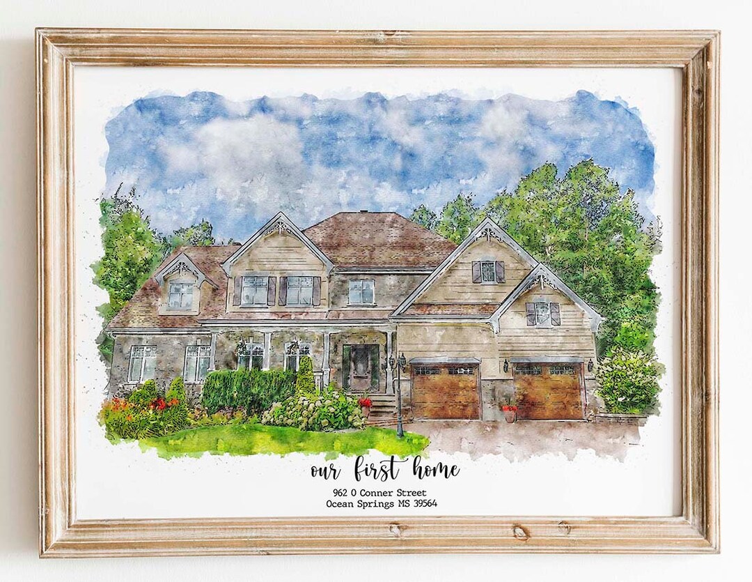 Custom House Portrait, Housewarming Gift, First Home Gift, Home ...
