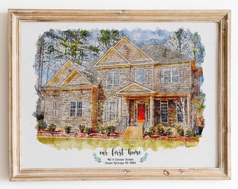 Custom House Drawing, House Illustration, Watercolor House Painting ...