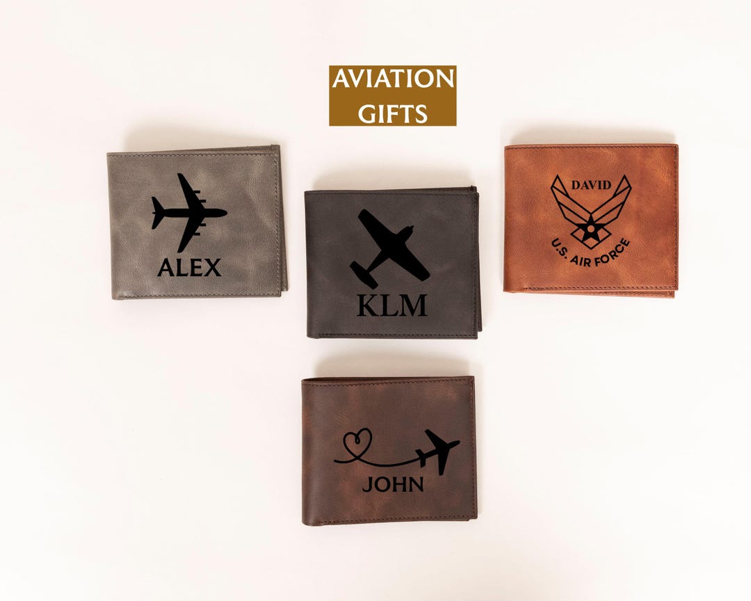 Personalized Pilot Wallet Gift, Custom Air Force Staff Gift, Airplanes ...