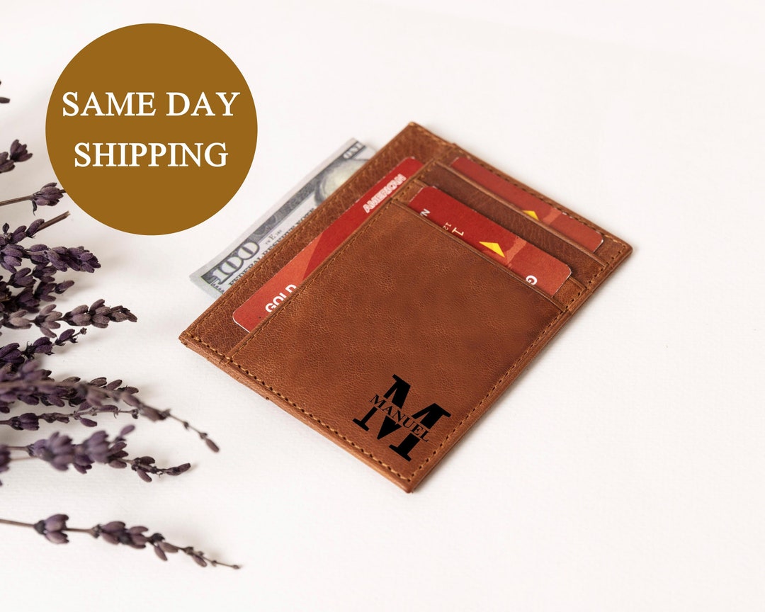 Personalized Card Wallet Mens Name Photo Initial Logo - Etsy