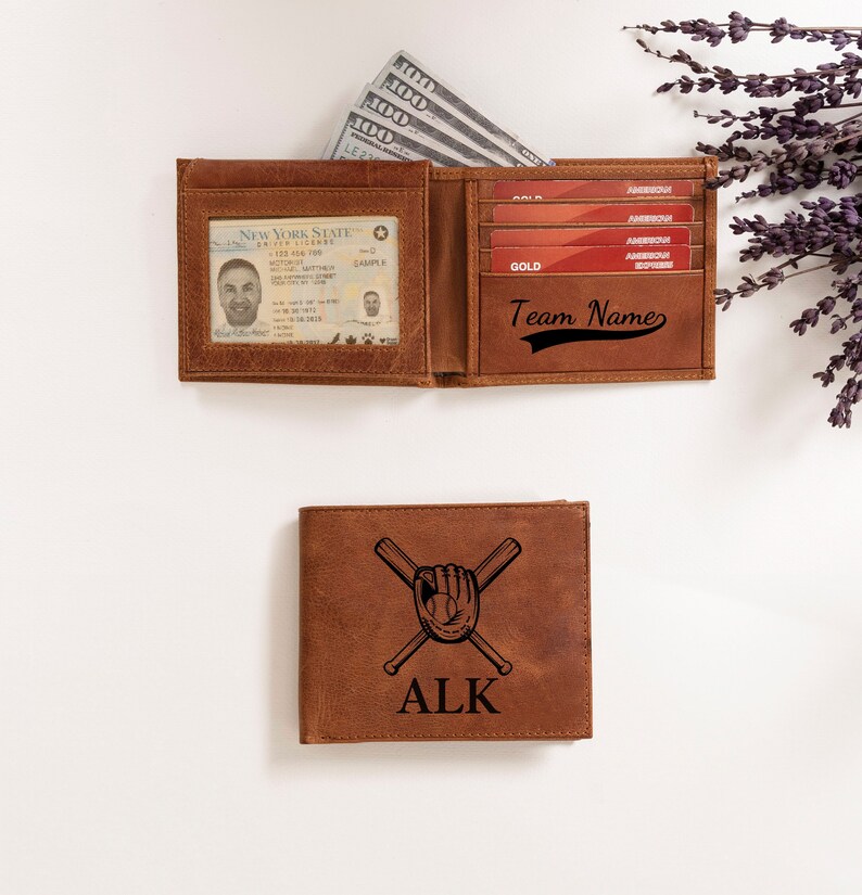 Personalized Baseball Wallet Men's, Custom Baseball Leather Wallets ...