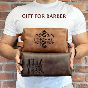 Personalized Barber Toiletry Bag Mens Gift, Custom Dopp Kits Barber ...