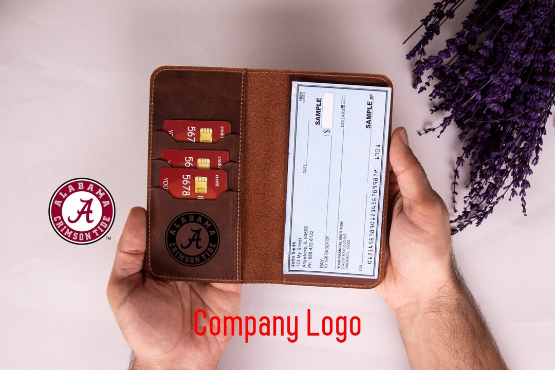 Personalized Checkbook Cover Men Women Company Logo Gift - Etsy