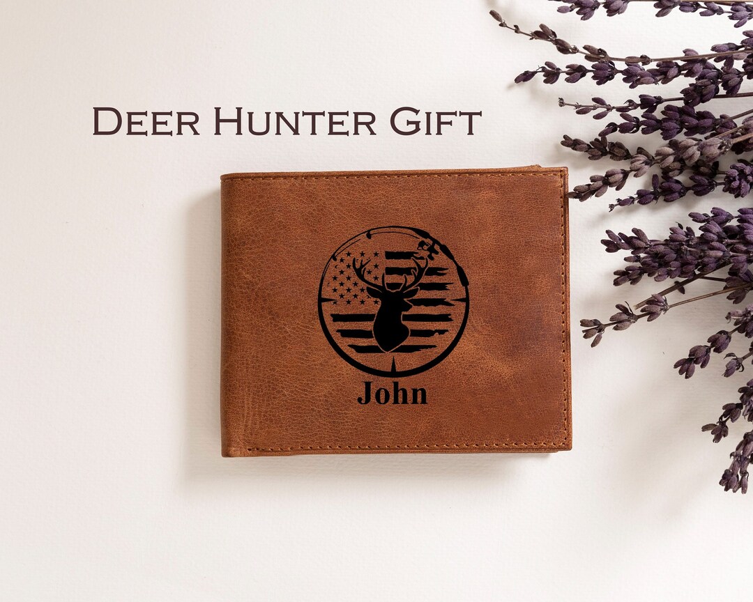 Personalized Leather Wallet for Deer Hunters, Deer Hunting Gift Dad ...