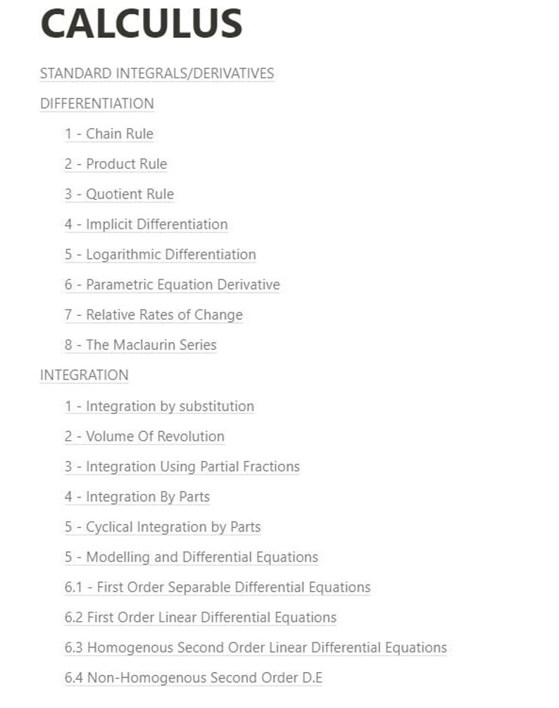 Maths Advanced Higher SQA Study Notes - Etsy