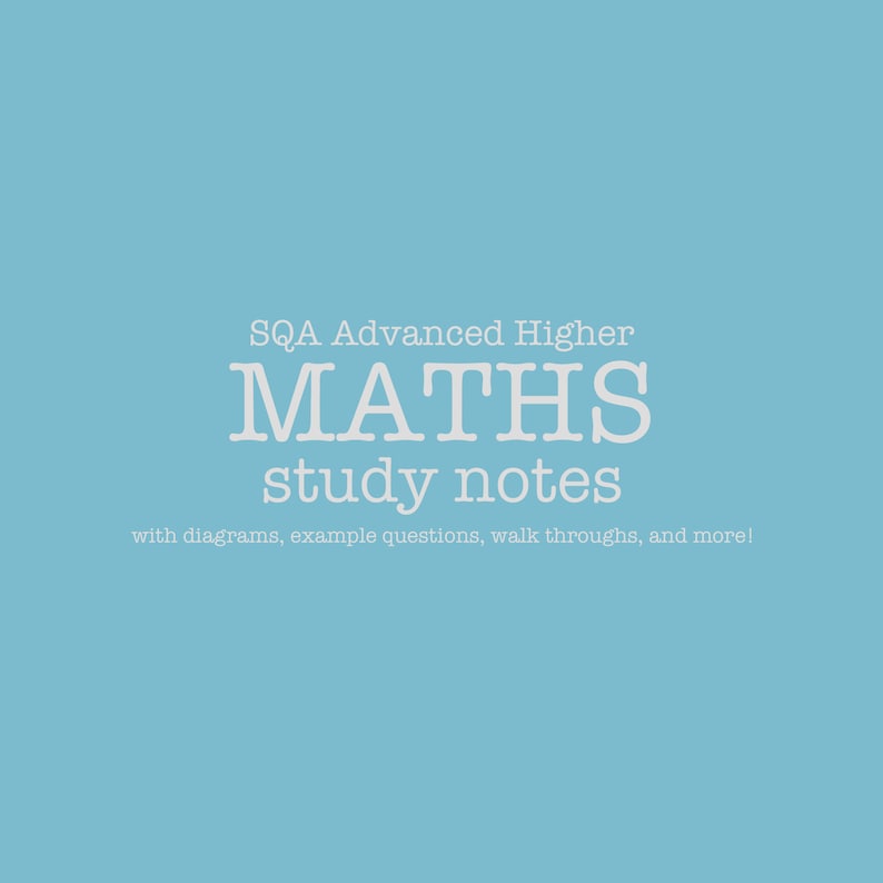 Maths Advanced Higher SQA Study Notes - Etsy