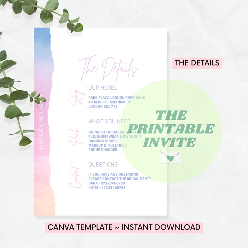 Taylor Swift Bachelorette Invitation: Lover Theme, Editable Canva ...