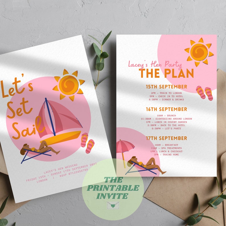 Lets Set Sail Destination Hen Bachelorette Party Invitation - Etsy