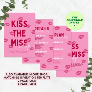 Kiss the Miss Goodbye Editable Hen Bachelorette Party Welcome Board ...
