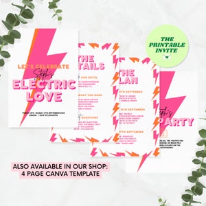 Electric Love Bachelorette Party Invitation: Lightning Theme (canva ...
