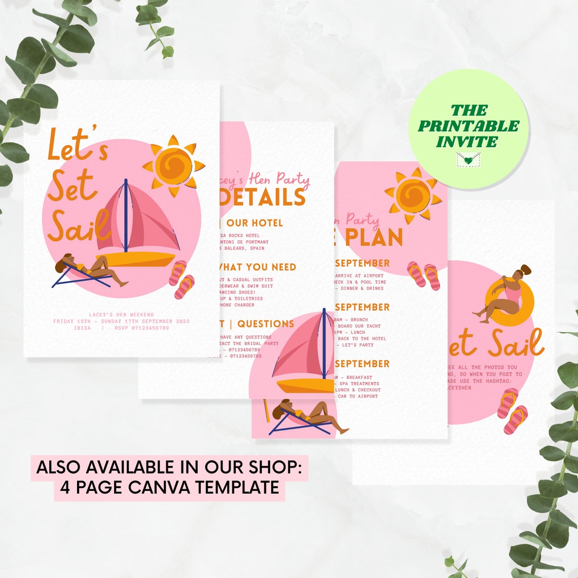 Lets Set Sail Destination Hen Bachelorette Party Invitation - Etsy