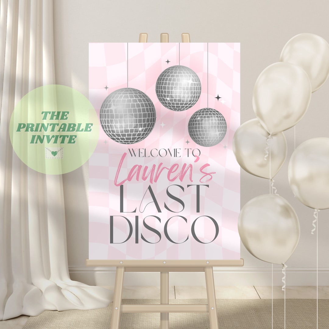 Editable Hen Bachelorette Party Welcome Board | Last Disco Canva ...