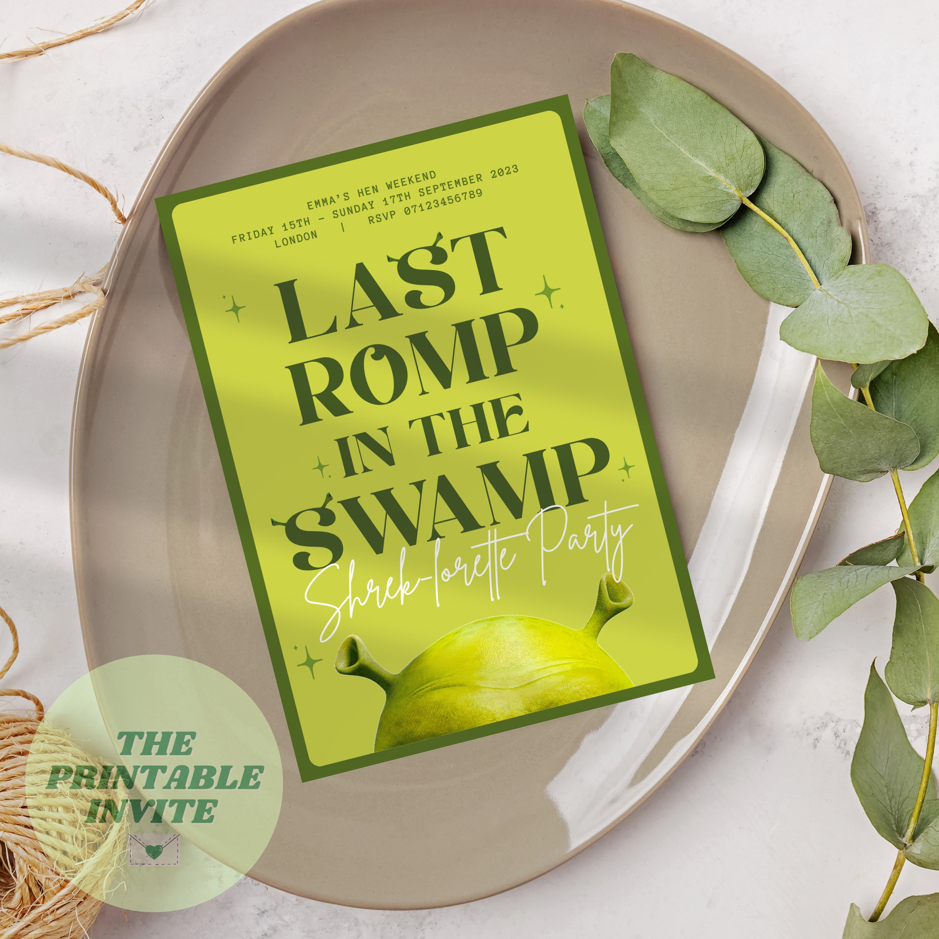 Shrek Last Romp in the Swamp Bachelorette Hen Party Invitation ...
