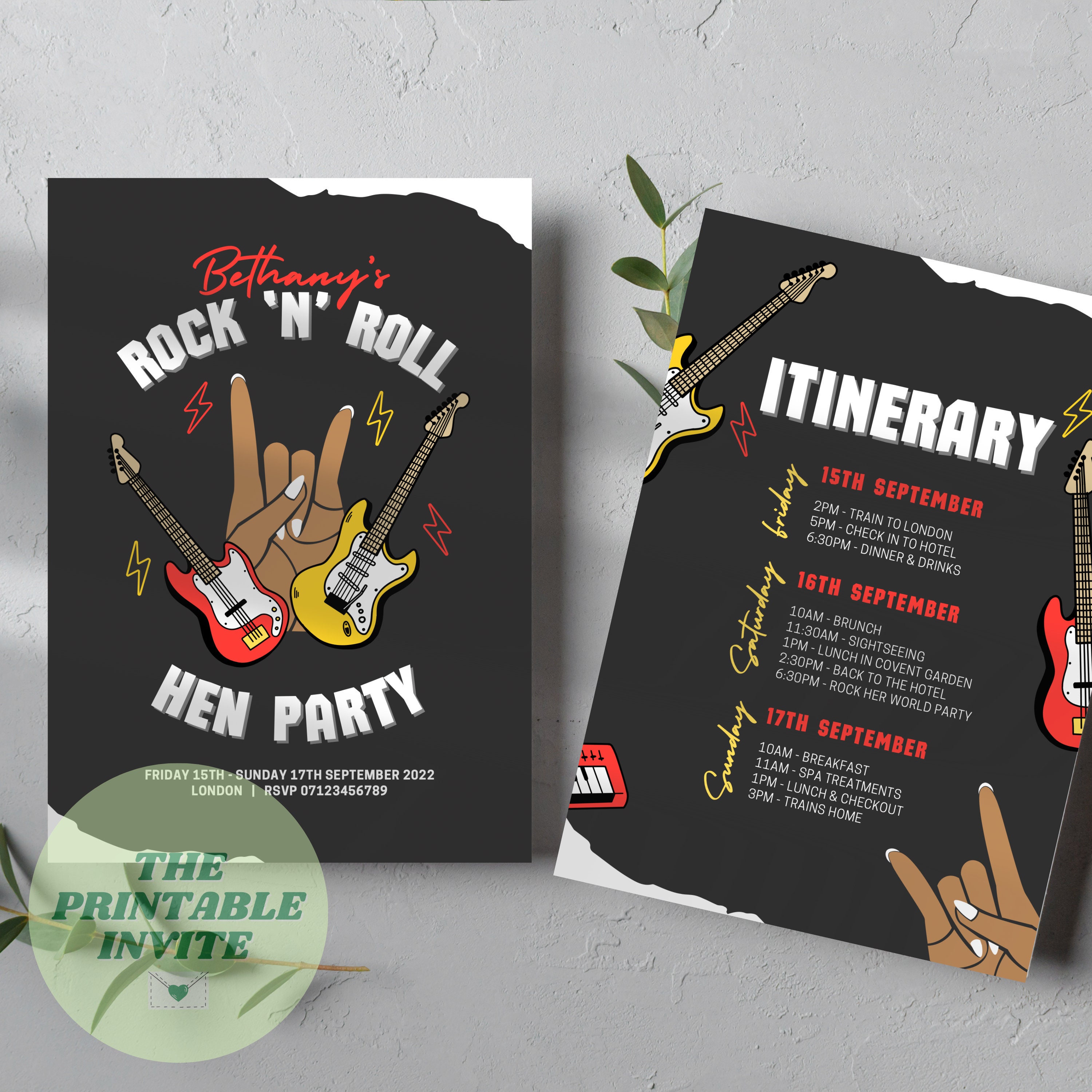 Rock N Roll Bride Hen Bachelorette Party Invitation - Etsy