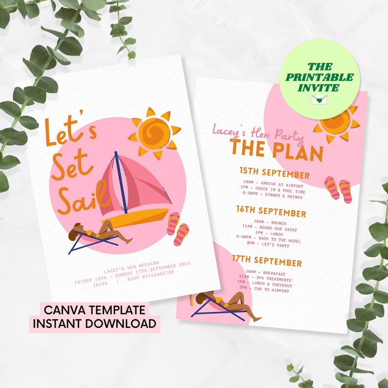 Lets Set Sail Destination Hen Bachelorette Party Invitation - Etsy