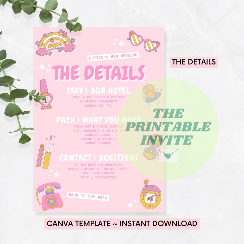 90s Baby Y2K Hen Bachelorette Party Invitation Itinerary - Etsy