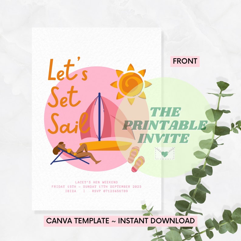 Lets Set Sail Destination Hen Bachelorette Party Invitation - Etsy