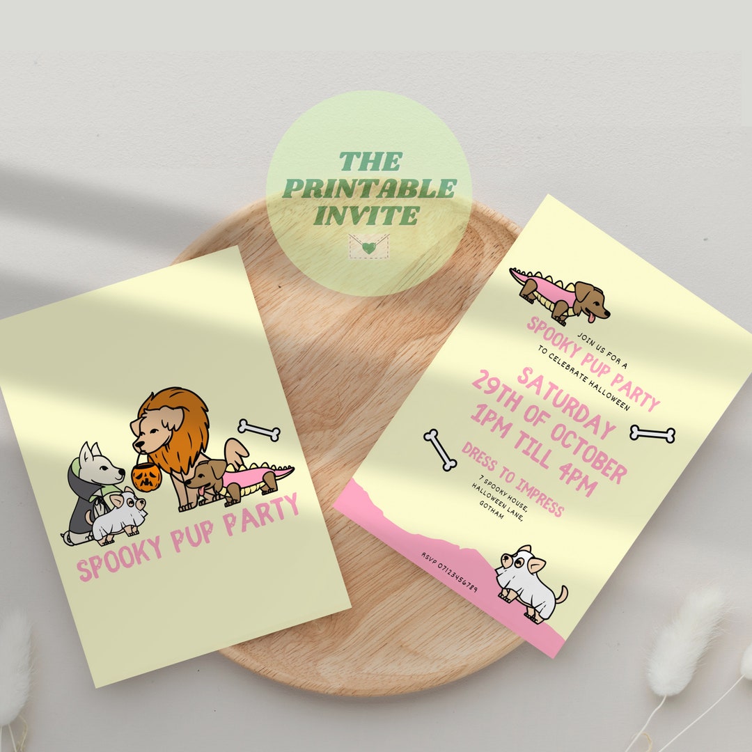Spooky Pup | Halloween Pet Party Invitation | Canva Template | Editable ...