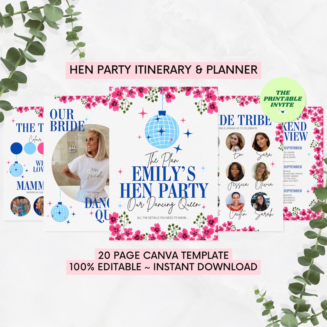 Editable Hen Bachelorette Party Itinerary | Mamma Mia Canva Template ...