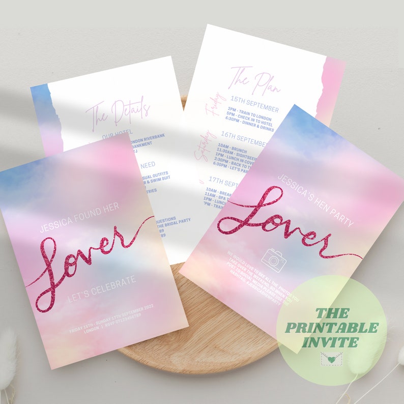 Taylor Swift Bachelorette Invitation: Lover Theme, Editable Canva ...