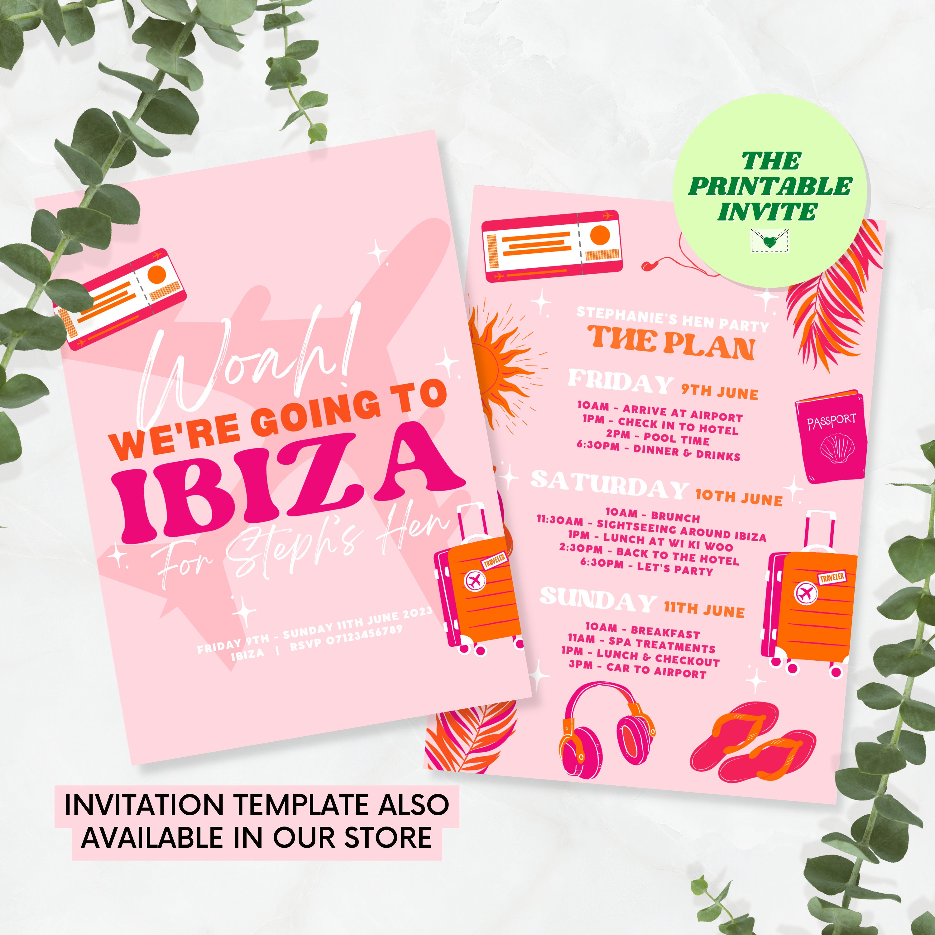 Editable Hen Bachelorette Party Itinerary Ibiza Destination - Etsy UK