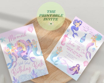 Mermaid Invitation Canva - Etsy