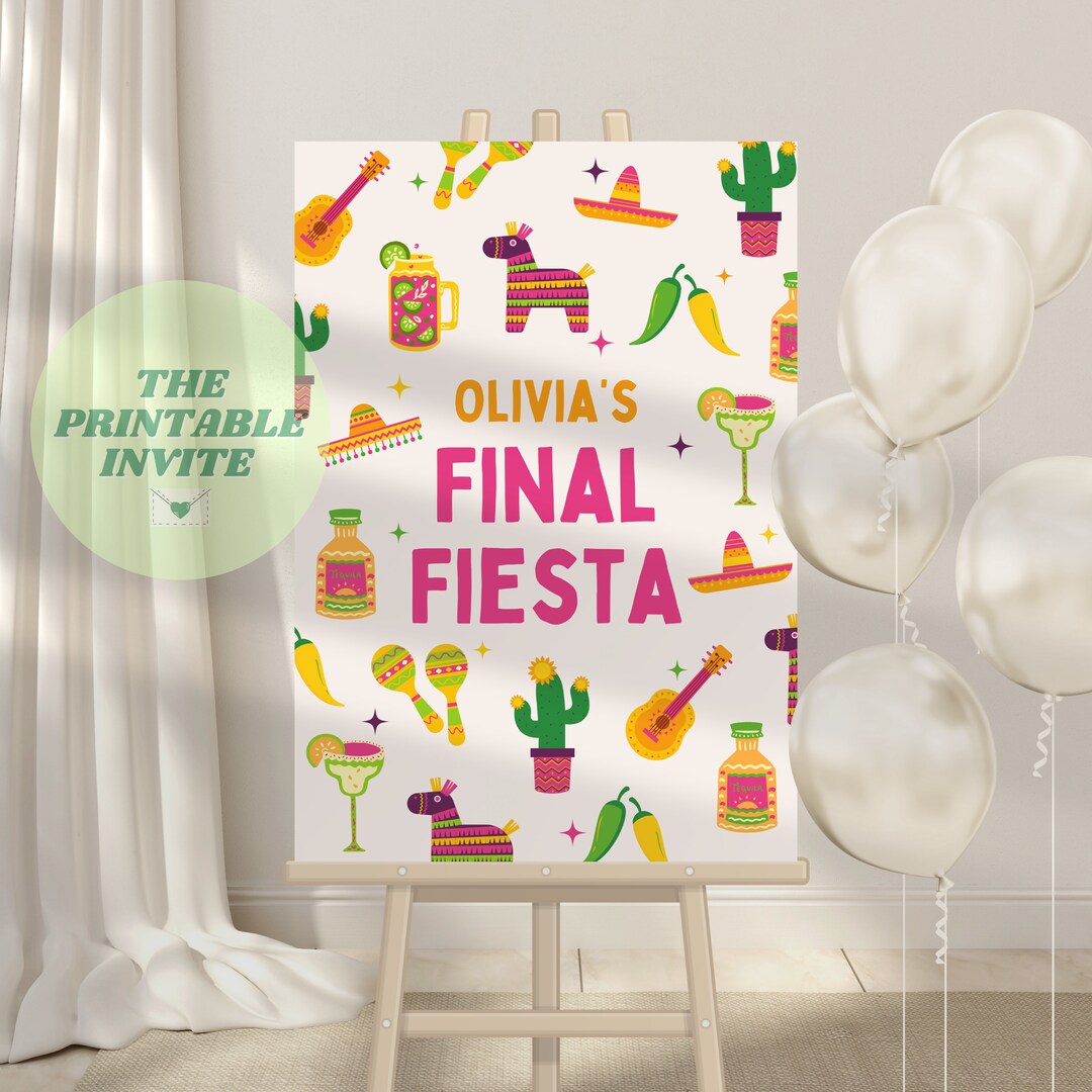 Final Fiesta Mexico Editable Hen Bachelorette Party Welcome Board Canva ...