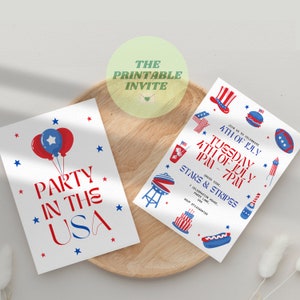 Editable 4th of July Party Invite | Party in the USA Canva Template ...