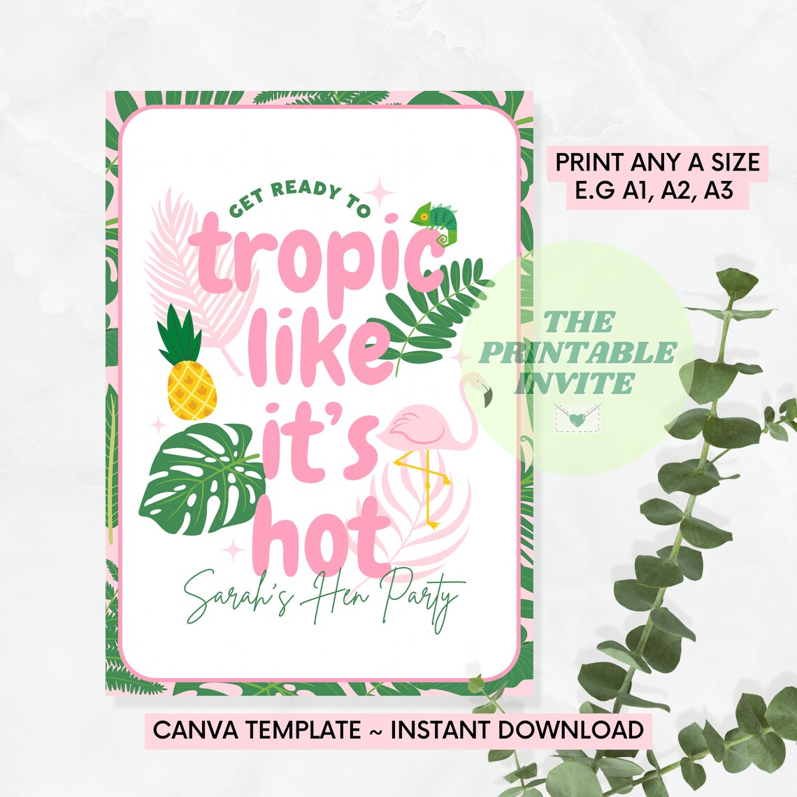 Tropic Like It's Hot Bachelorette Welcome Board: Editable Canva ...