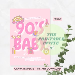 90s Baby Y2K Hen Bachelorette Party Invitation Itinerary Canva Template ...