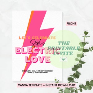 Electric Love Bachelorette Party Invitation: Lightning Theme (canva ...