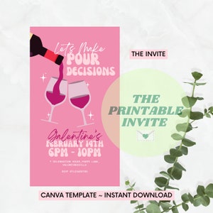 Galentines Pour Decisions Valentines Party Digital Invitation Canva ...